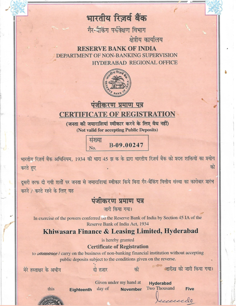 About Khiwasara Finance And Leasing Limited